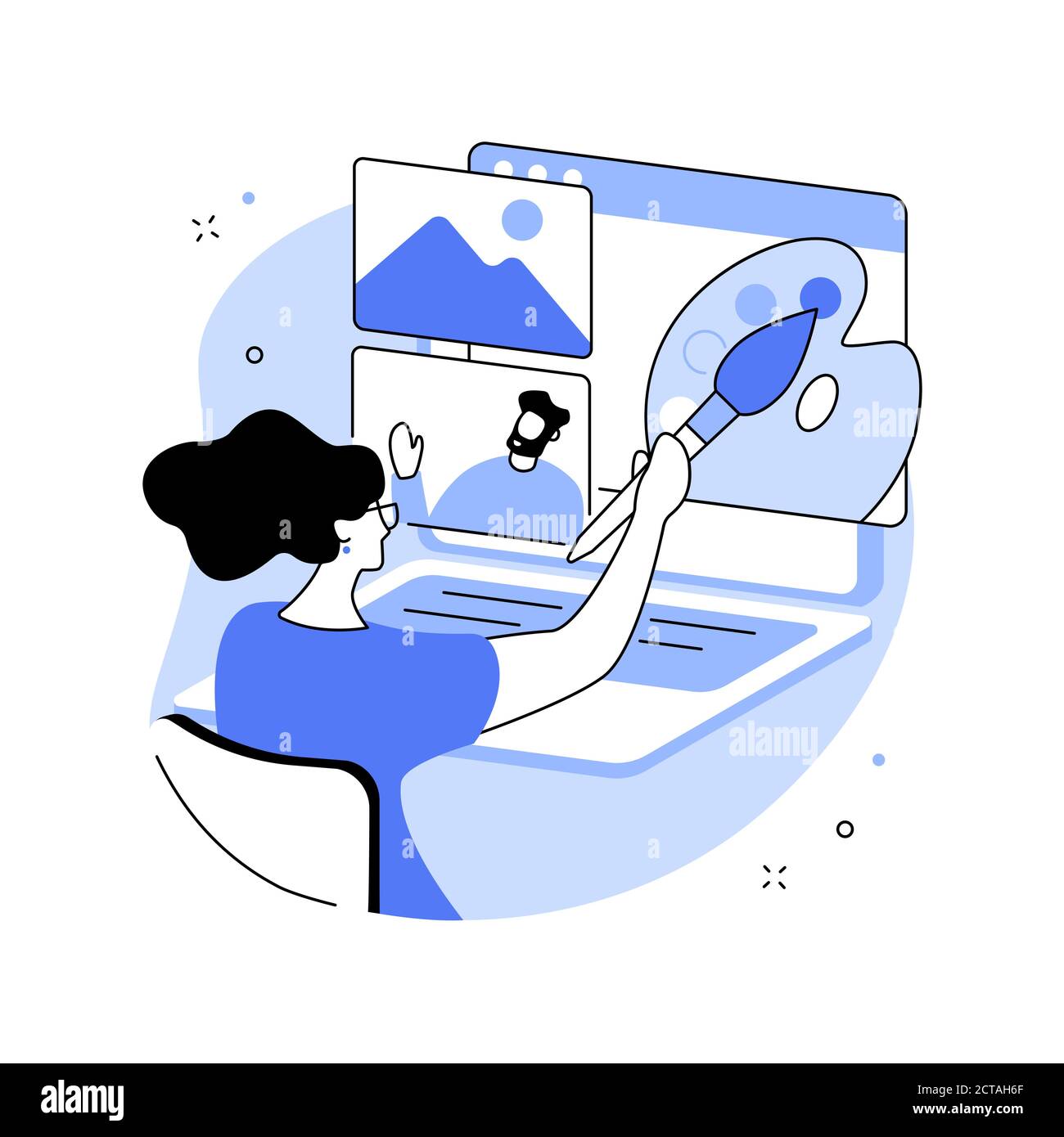 Virtual arts and crafts online lessons abstract concept vector ...