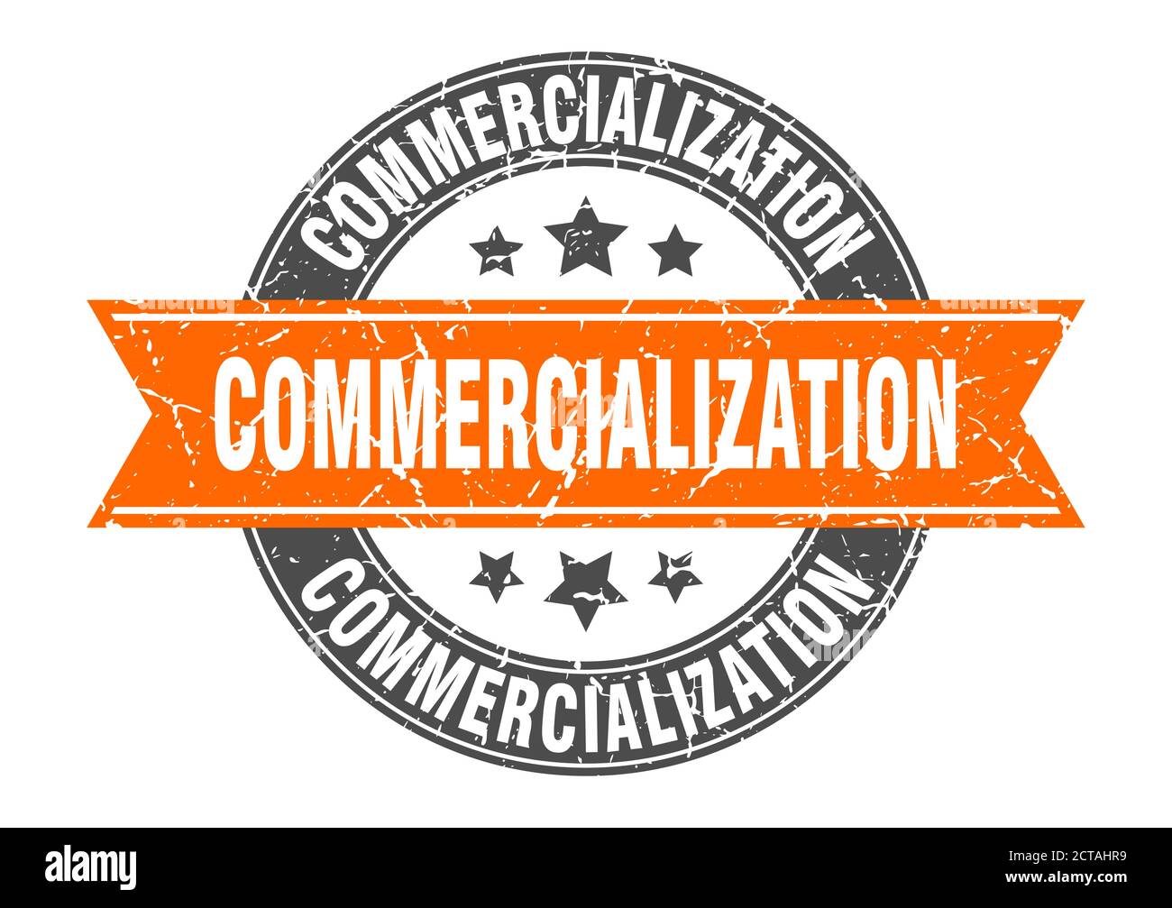 commercialization round stamp with ribbon. sign. label Stock Vector ...