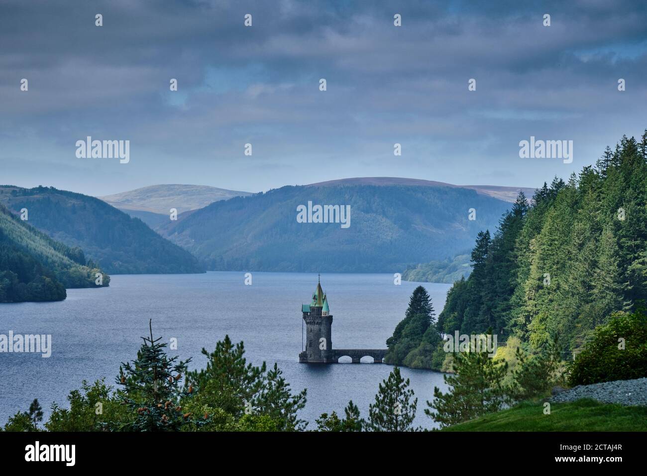 The Straining Tower at Lake Vyrnwy, Powys, Wales Stock Photo - Alamy