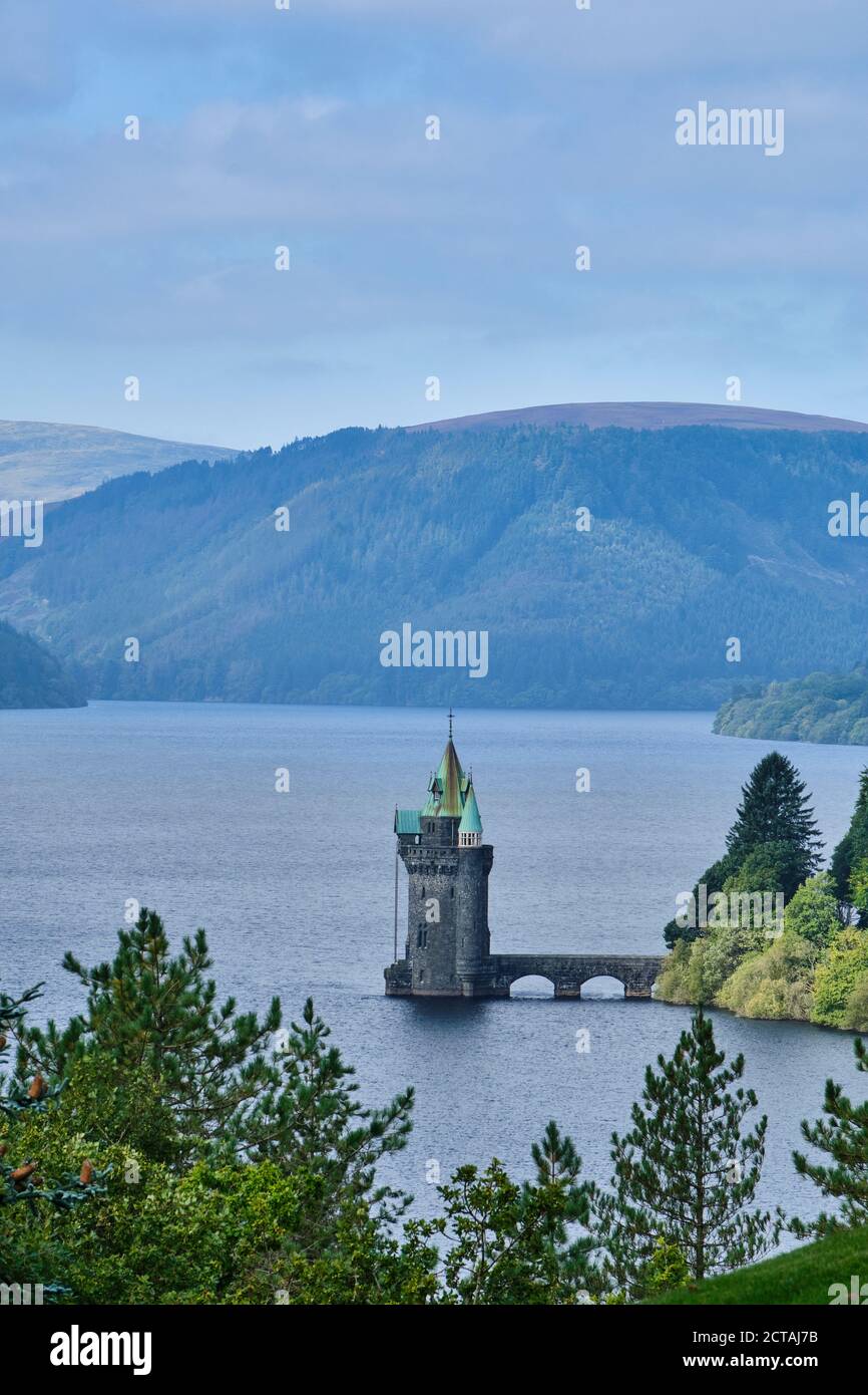 The Straining Tower at Lake Vyrnwy, Powys, Wales Stock Photo - Alamy