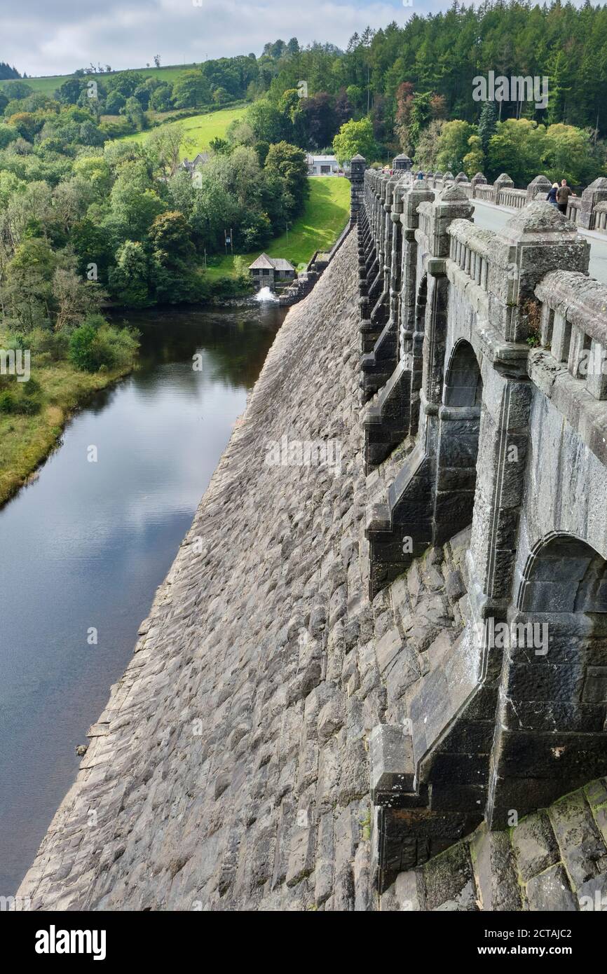 View along the dam at Lake Vyrnwy, Powys, Wales Stock Photo - Alamy