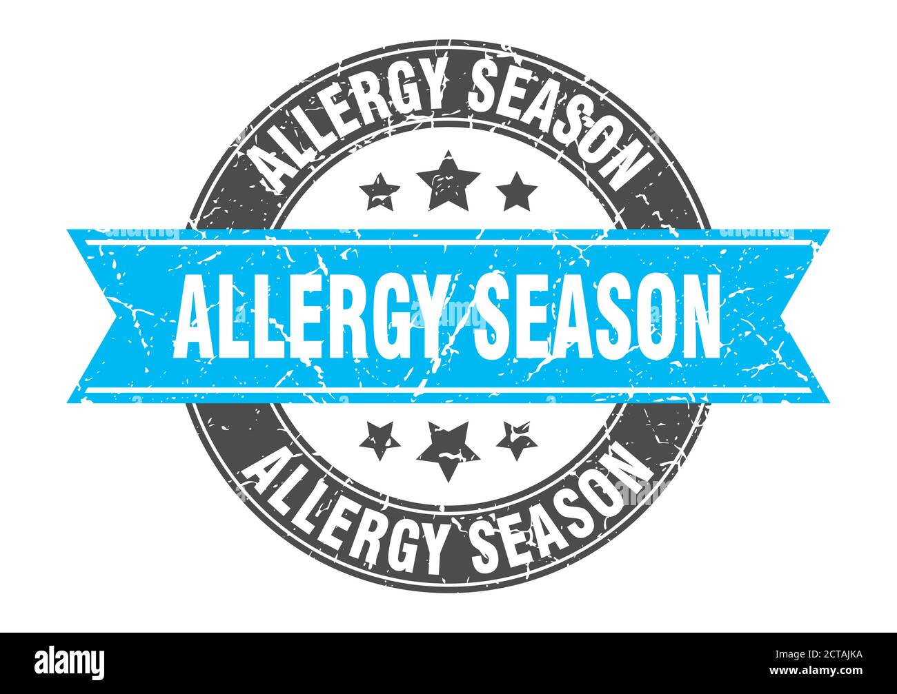 allergy season round stamp with ribbon. sign. label Stock Vector Image ...