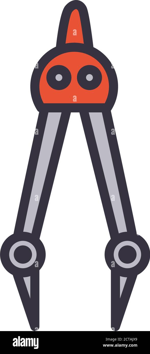 Measuring compass line and fill style icon design, Instrument tool work ...