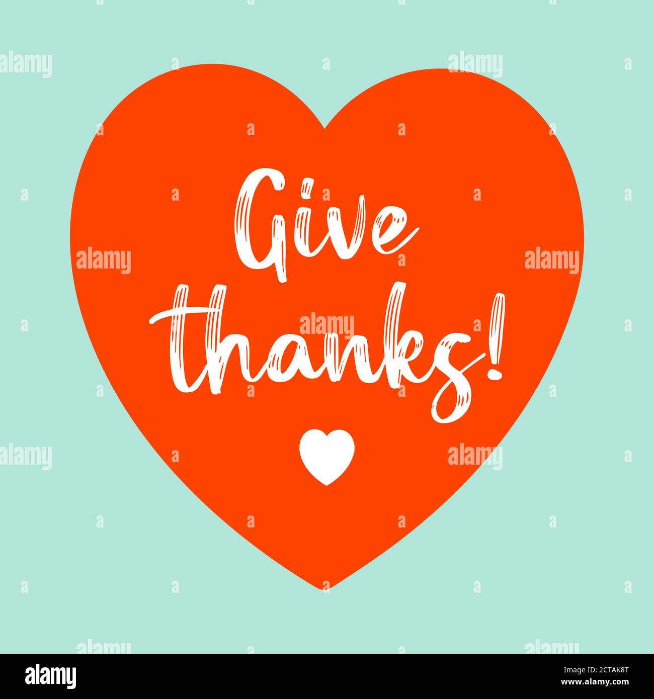 Hand drawn Give Thanks quote with heart for postcard, banner, poster ...