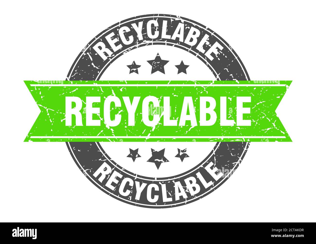 recyclable round stamp with ribbon. sign. label Stock Vector Image ...
