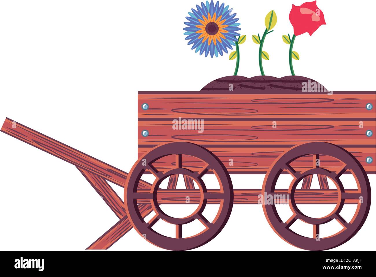 flowers in garden cart detailed style icon design, Gardening planting ...