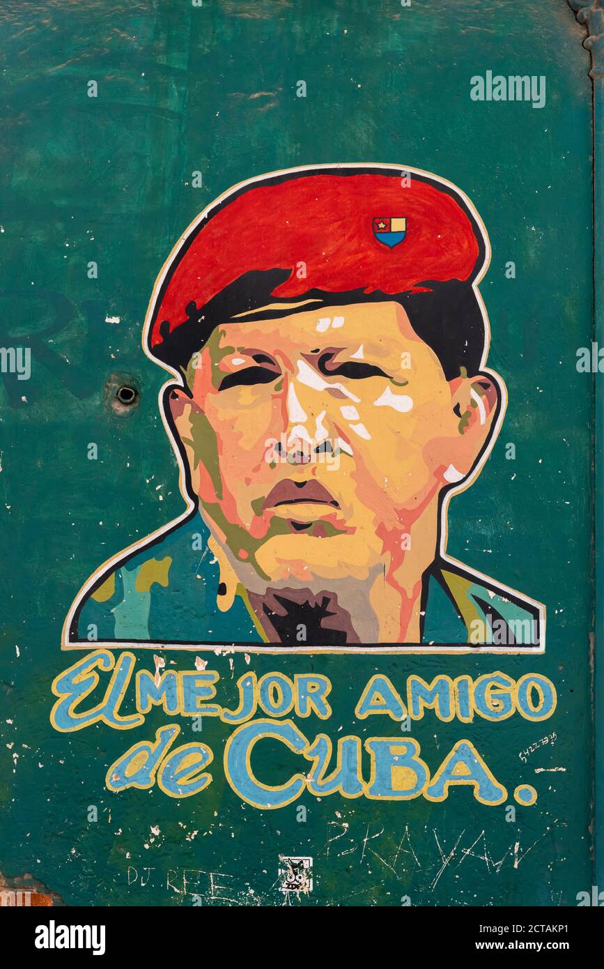September 4, 2019: Wall painting of Hugo Chavez. Havana, Cuba Stock ...