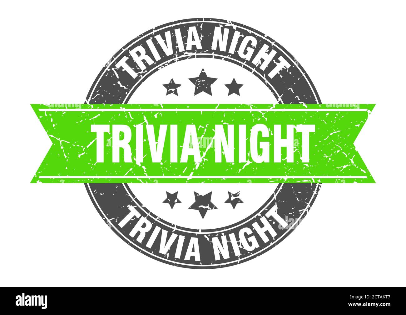 trivia night round stamp with ribbon. sign. label Stock Vector Image ...