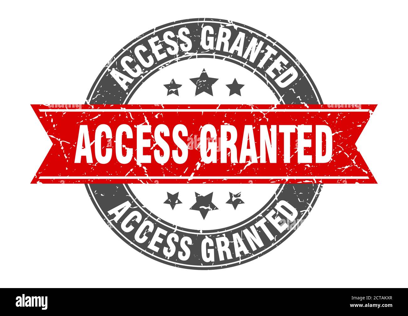 access granted round stamp with ribbon. sign. label Stock Vector Image ...
