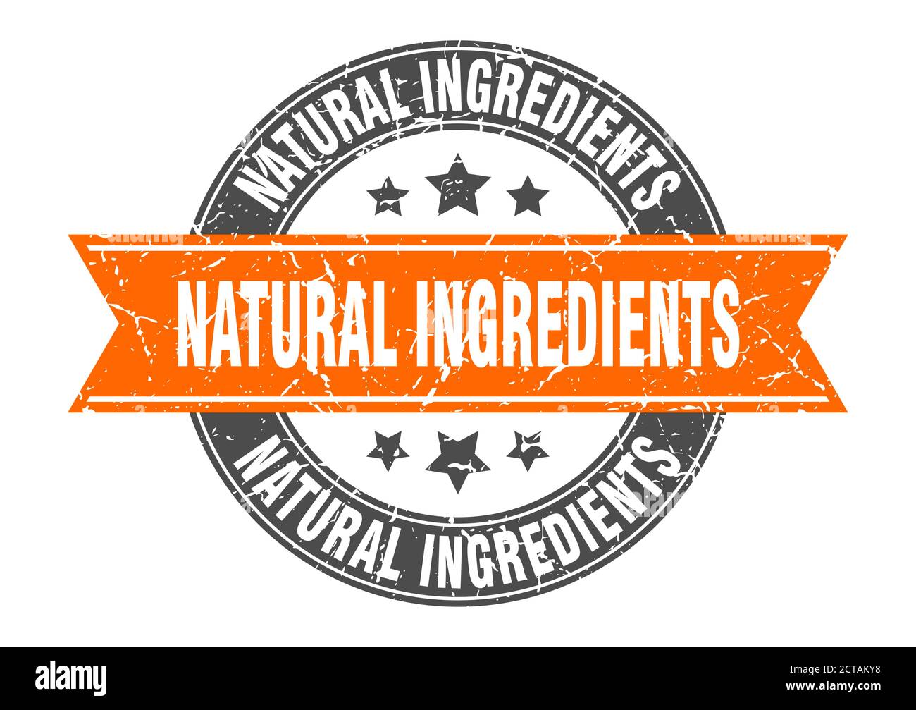 natural ingredients round stamp with ribbon. sign. label Stock Vector ...