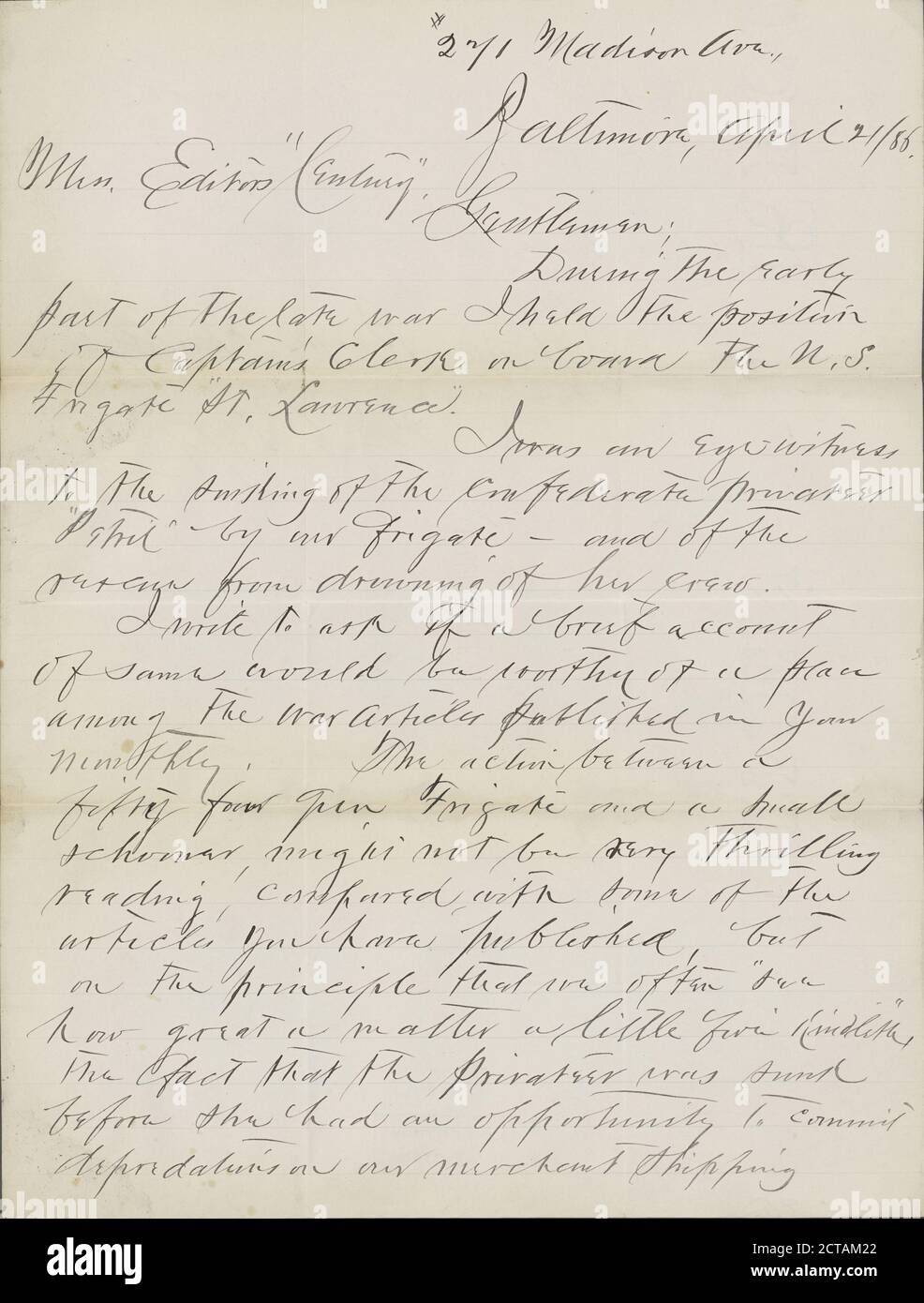 Chappell, P.E, text, Correspondence, 1886 Stock Photo - Alamy