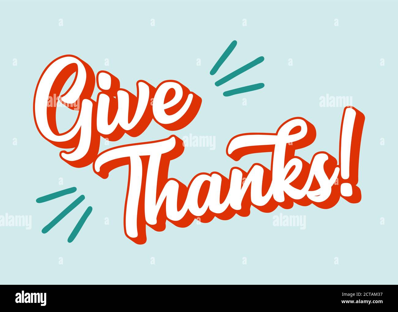Hand drawn Give Thanks quote for postcard, banner, poster, flyer, logo ...