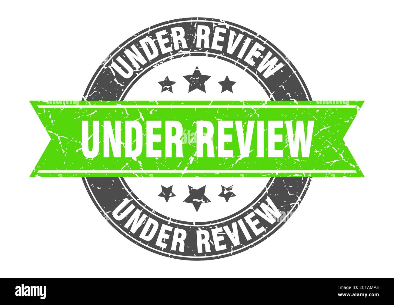 under review round stamp with ribbon. sign. label Stock Vector Image ...