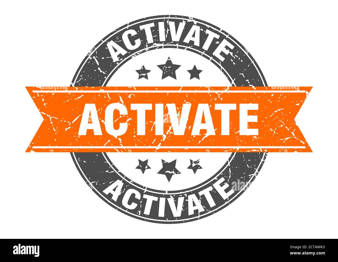 activate round stamp with ribbon. sign. label Stock Vector Image & Art ...