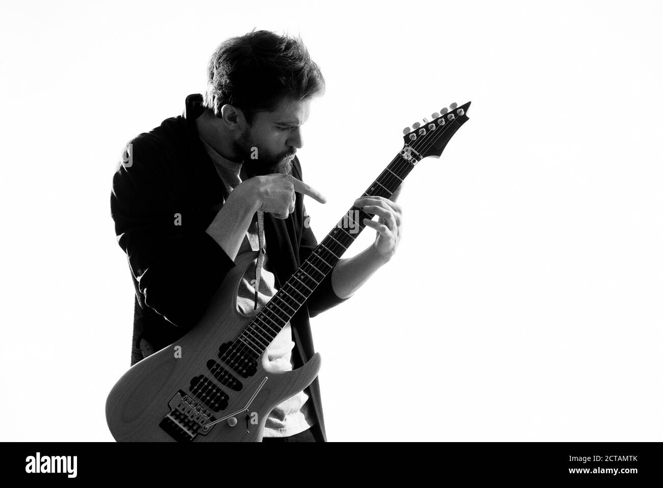 Musician with guitar rock star emotions entertainment modern performer ...