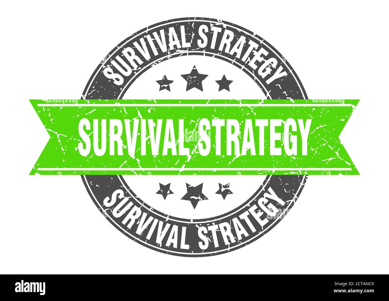 survival strategy round stamp with ribbon. sign. label Stock Vector ...