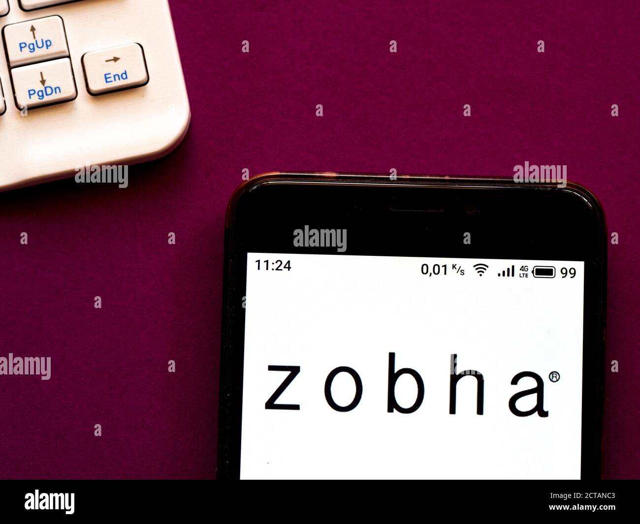 In this photo illustration a Zobha logo is seen displayed on a ...