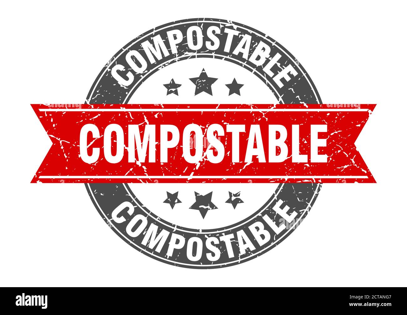 compostable round stamp with ribbon. sign. label Stock Vector Image ...