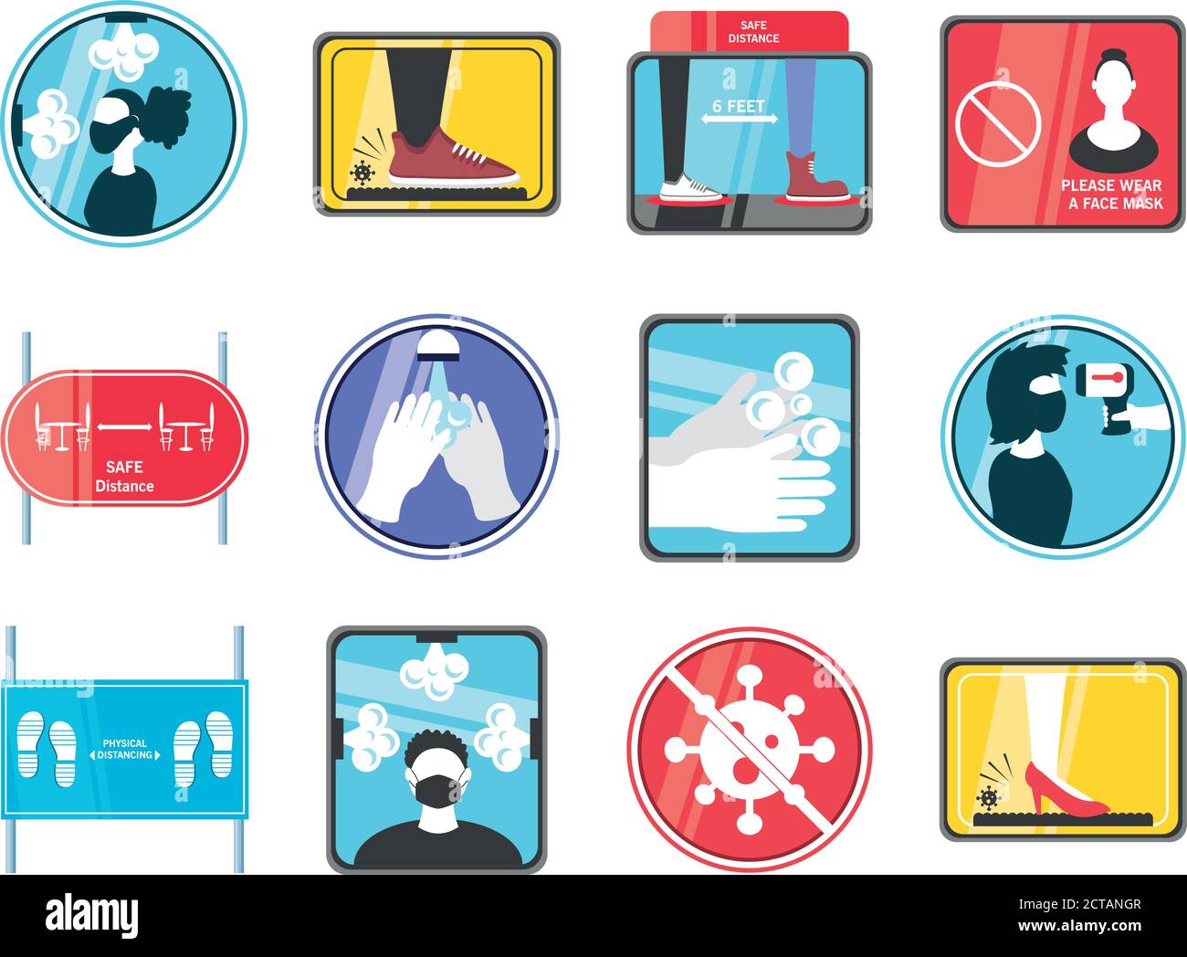 New normal detailed style set icons design of Covid 19 virus theme ...
