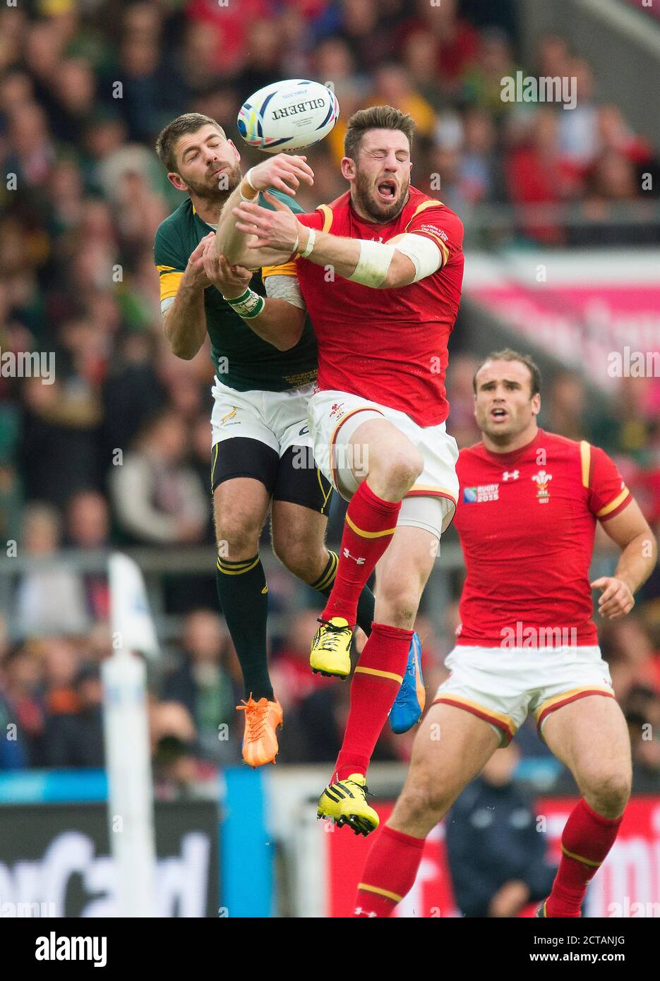 ALEX CUTHBERT CHALLENGES FOR AN AERIAL BALL WITH WILLIE LE ROUX Wales v ...