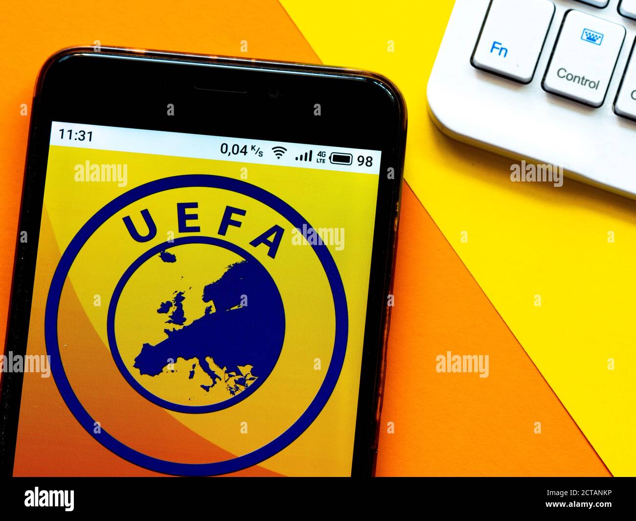 In this photo illustration a Union of European Football Associations ...
