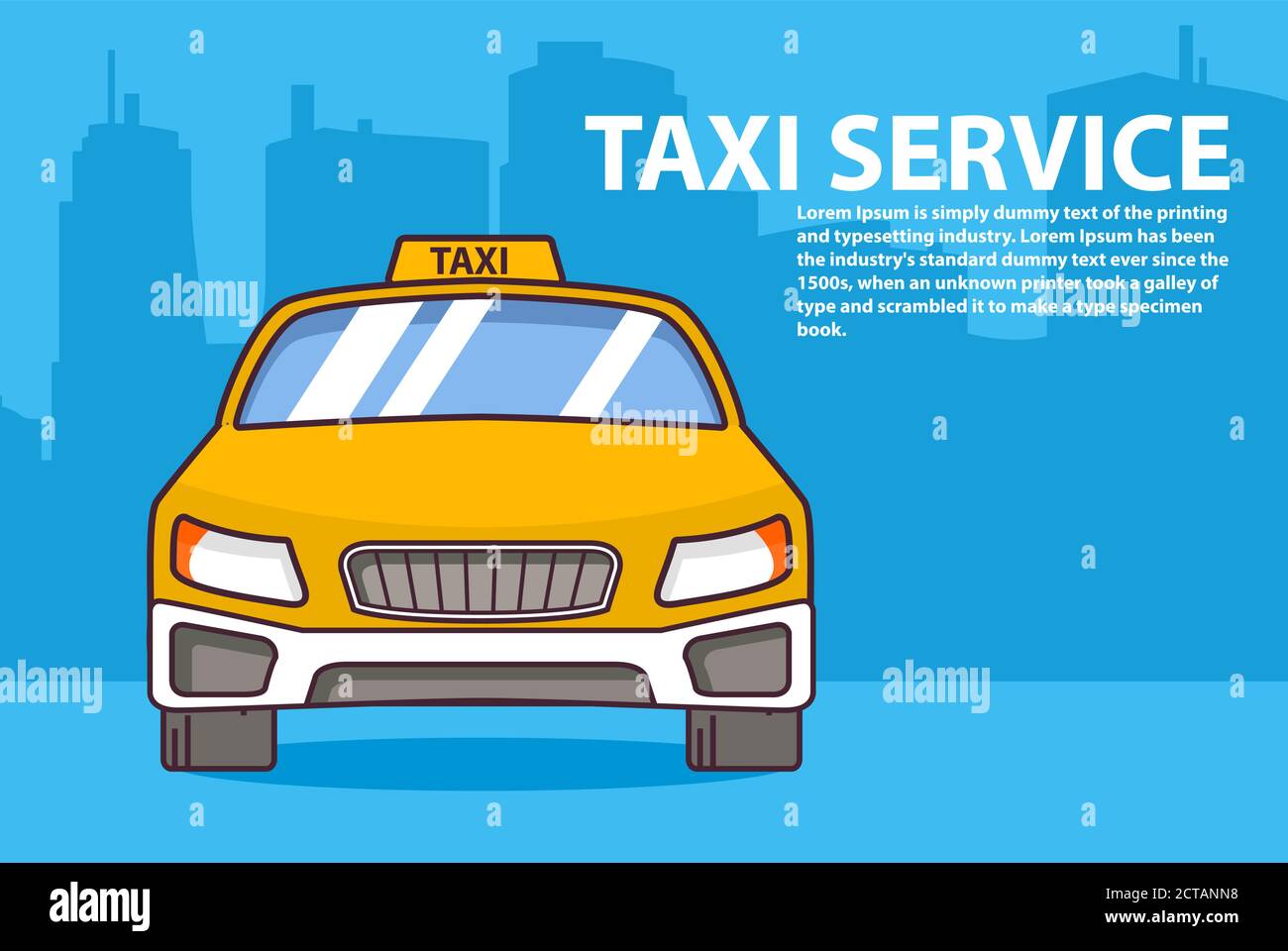 Taxi service.Flat line art vector.Car front view Stock Vector Image ...