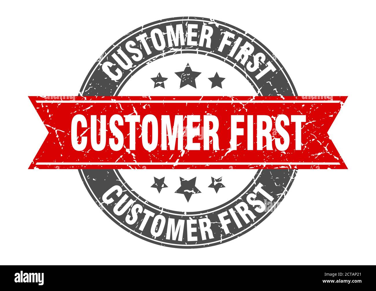 customer first round stamp with ribbon. sign. label Stock Vector Image ...