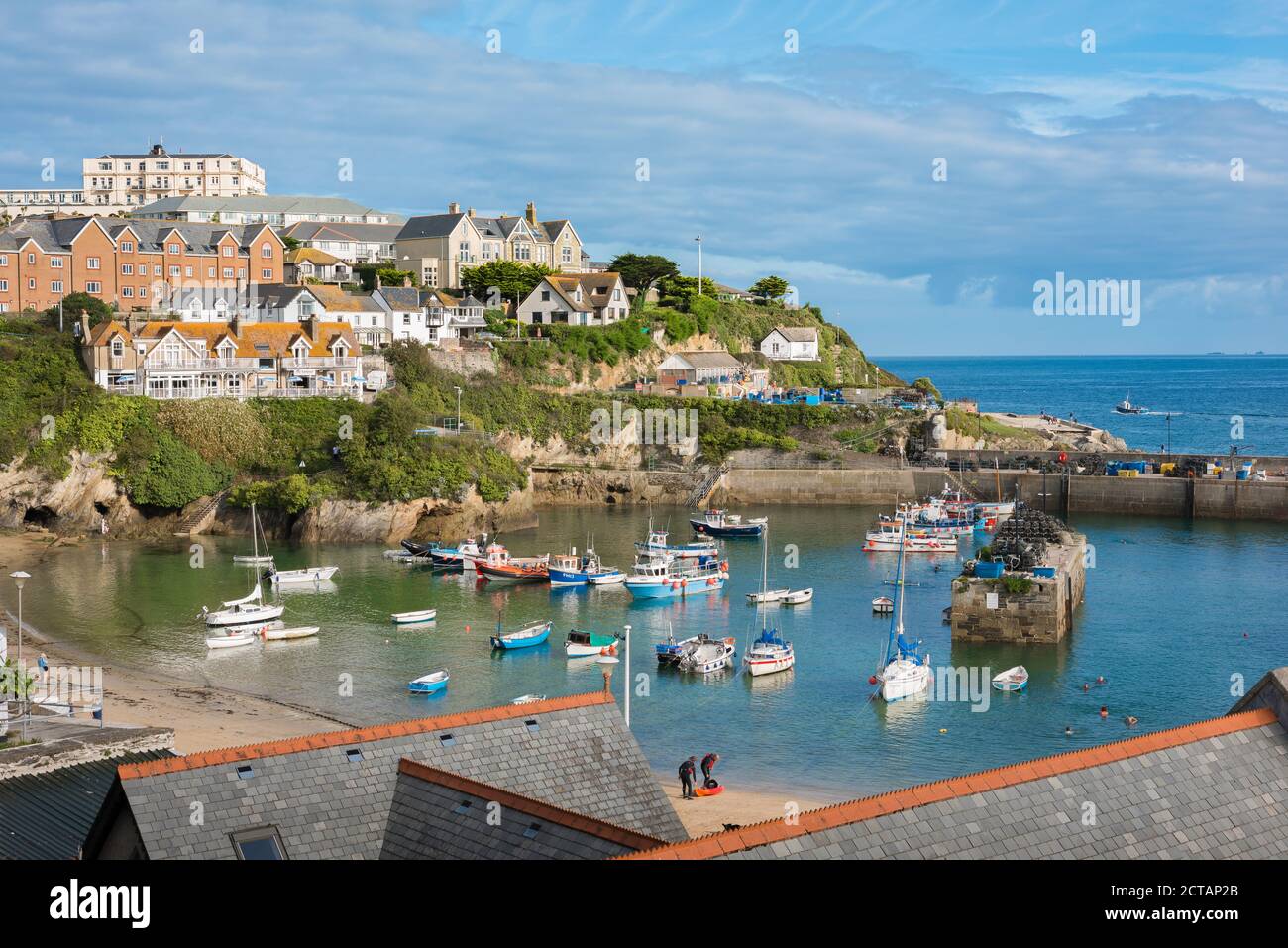 Newquay Cornwall, view in summer of the harbour in Newquay, Cornwall ...
