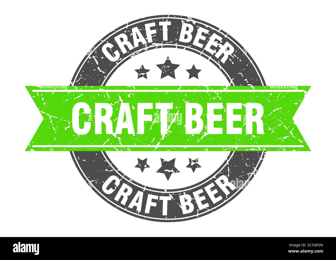 craft beer round stamp with ribbon. sign. label Stock Vector Image ...