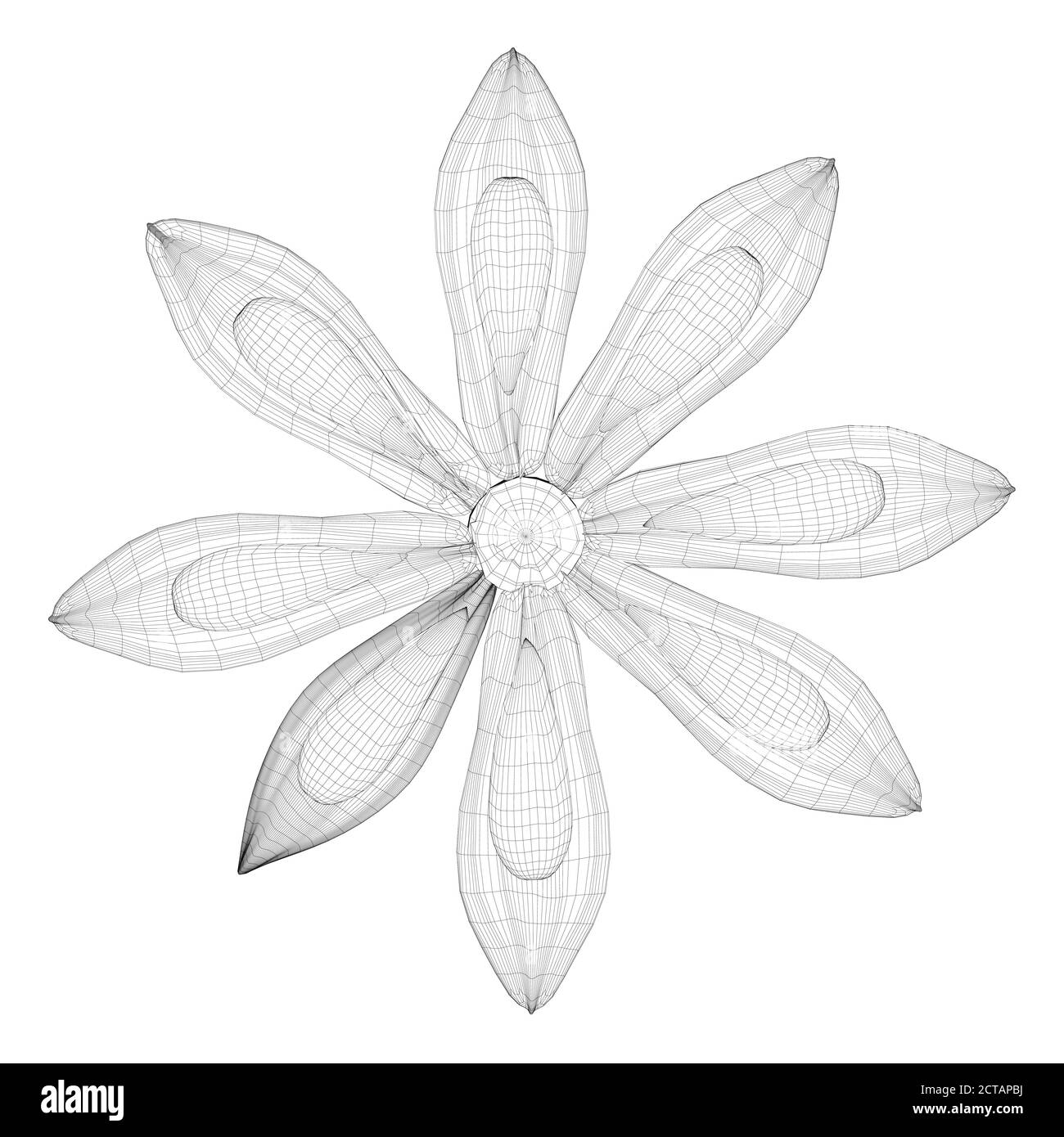 Abstract flower wireframe made of black lines isolated on white ...
