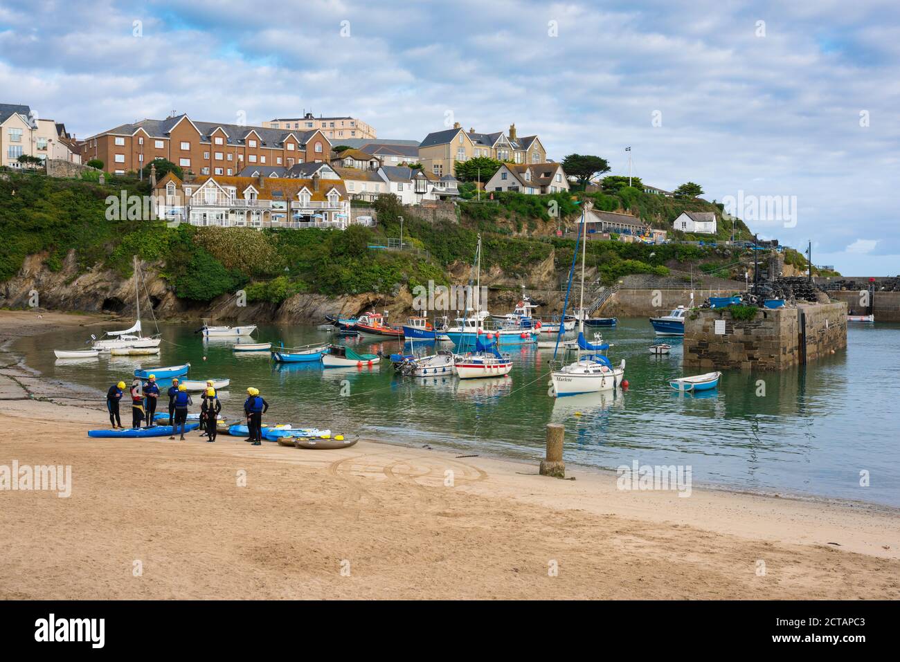 Harbour Cornwall, view in summer of the harbour in Newquay, Cornwall ...
