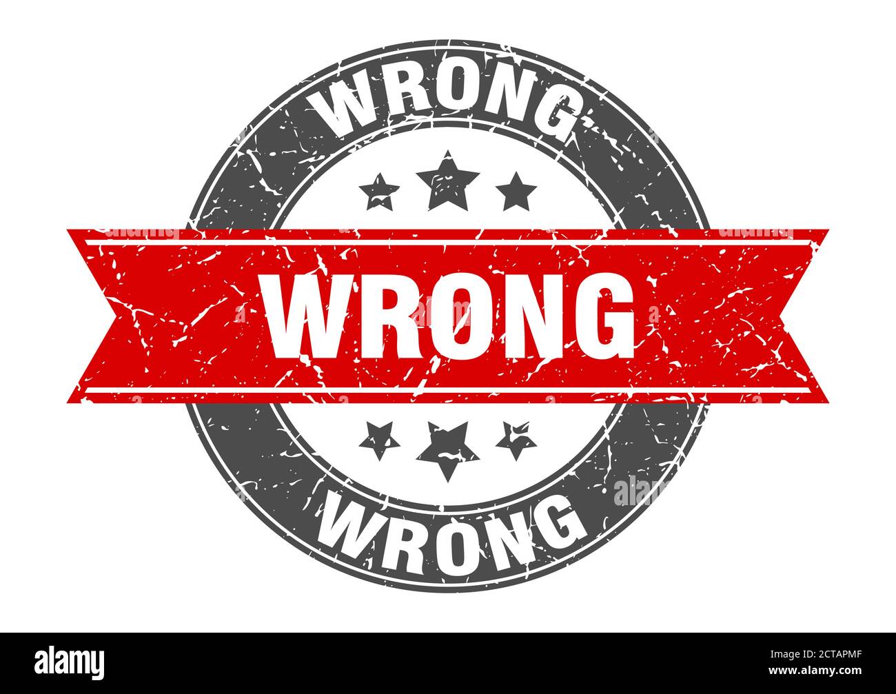 wrong round stamp with ribbon. sign. label Stock Vector Image & Art - Alamy