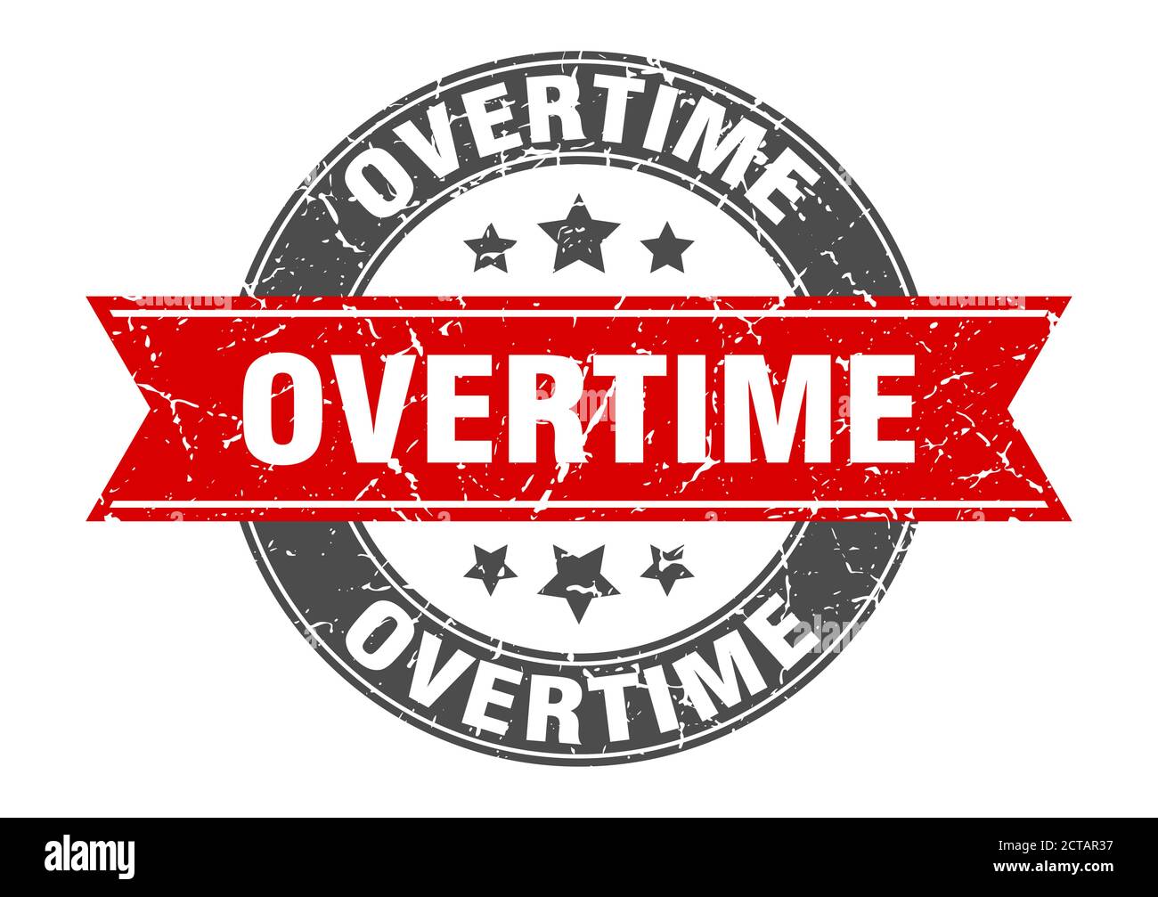 overtime round stamp with ribbon. sign. label Stock Vector Image & Art ...