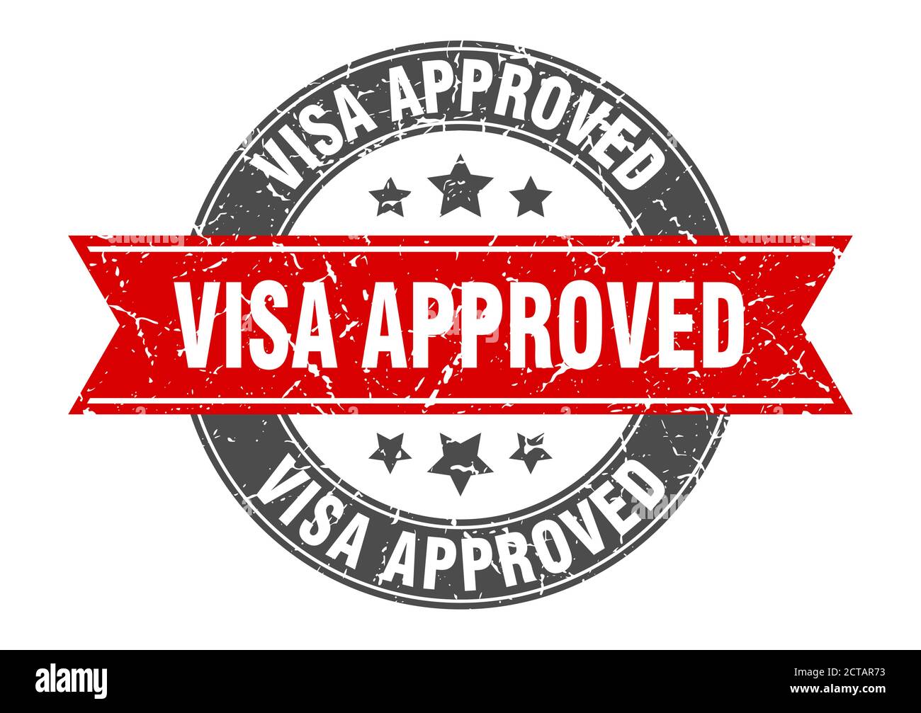 visa approved round stamp with ribbon. sign. label Stock Vector Image ...