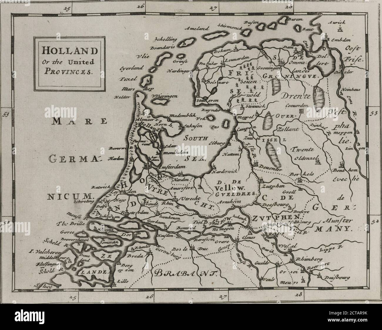 Holland or the United Provinces., cartographic, Maps, 1681, Flamsteed ...