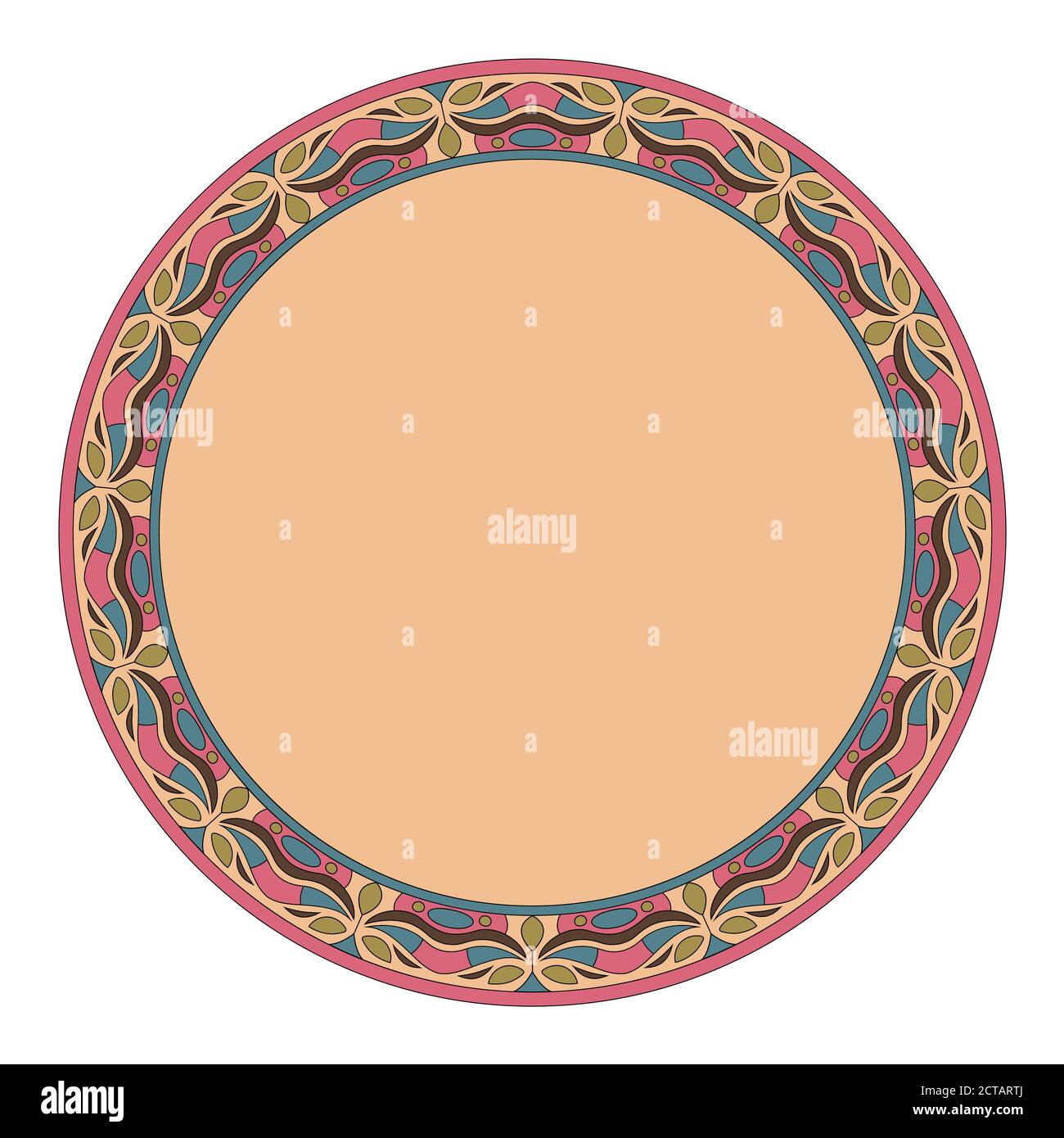 Geometric folklore ornament. Ethnic vector texture. Circular frame in ...