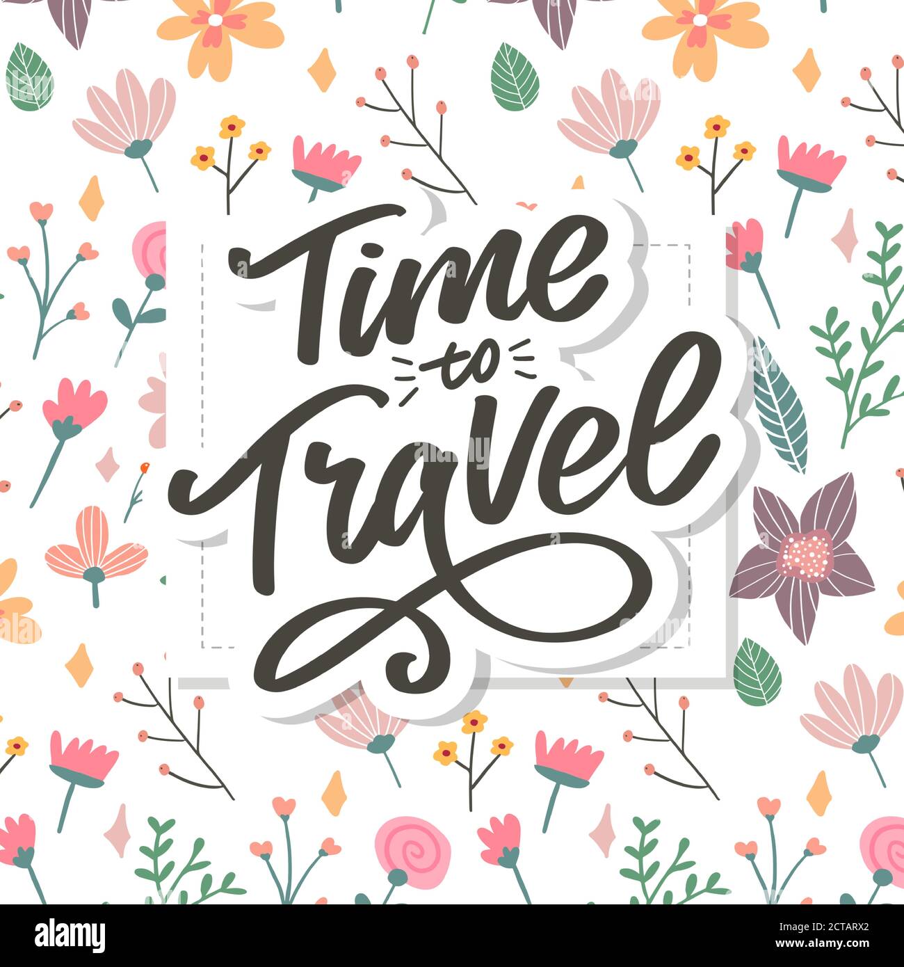 Calligraphic Writing lettering Time to Travel vector illustration Stock ...