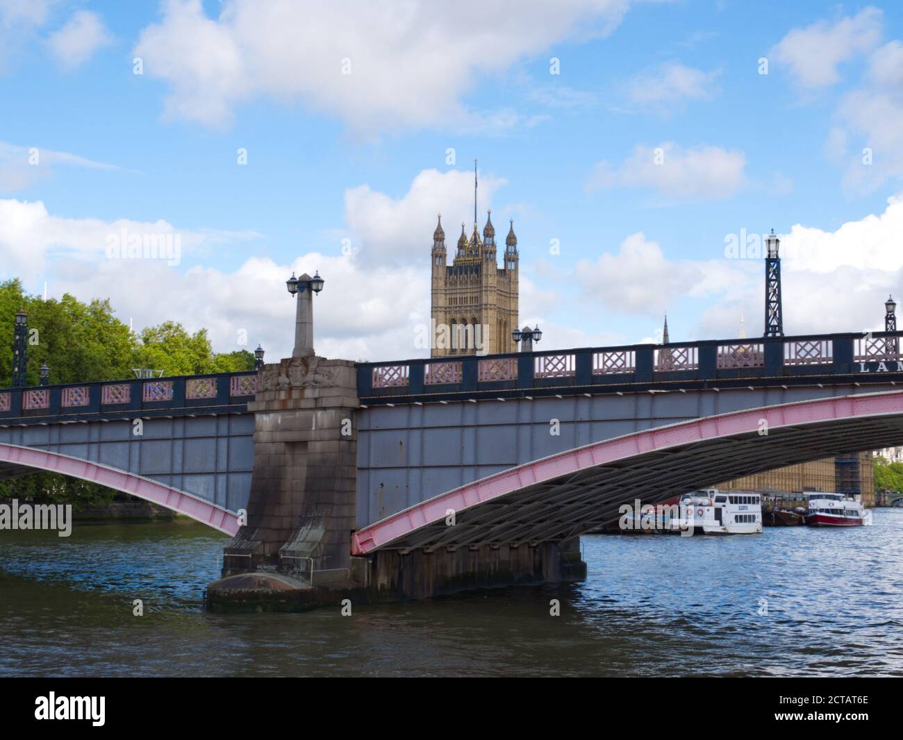 Lambeth Bridge on Londons River Thames. Westminster Palace. Big Ben ...