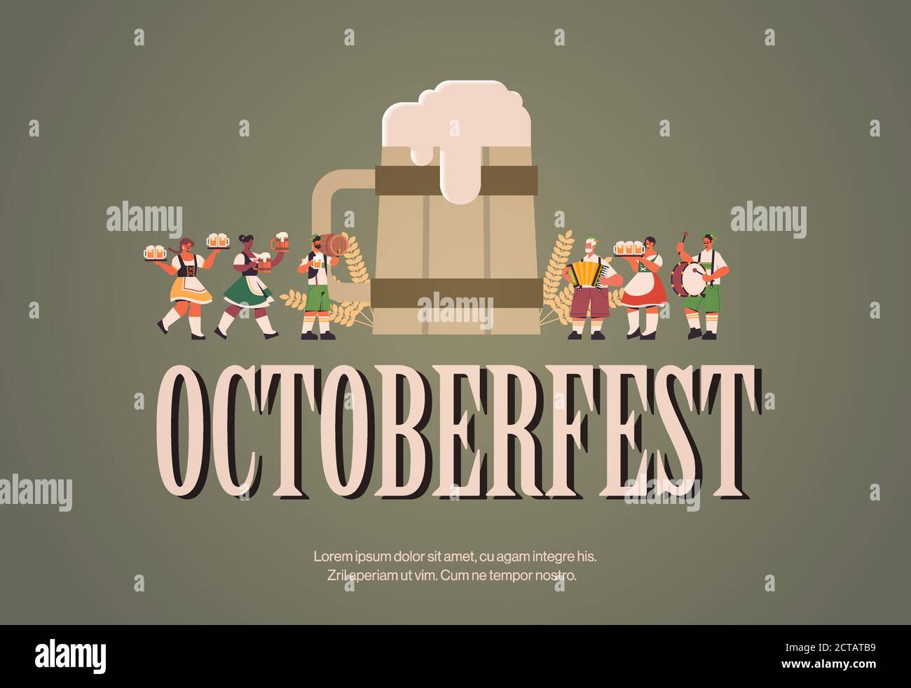 beer festival Oktoberfest party celebration concept lettering greeting ...