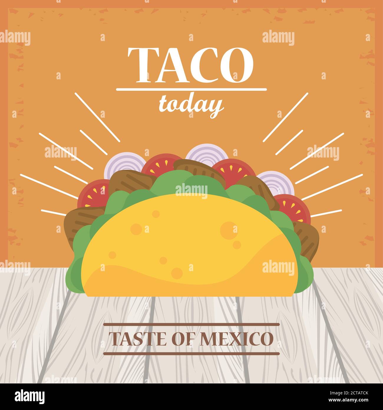taco day celebration mexican poster in wooden table vector illustration ...