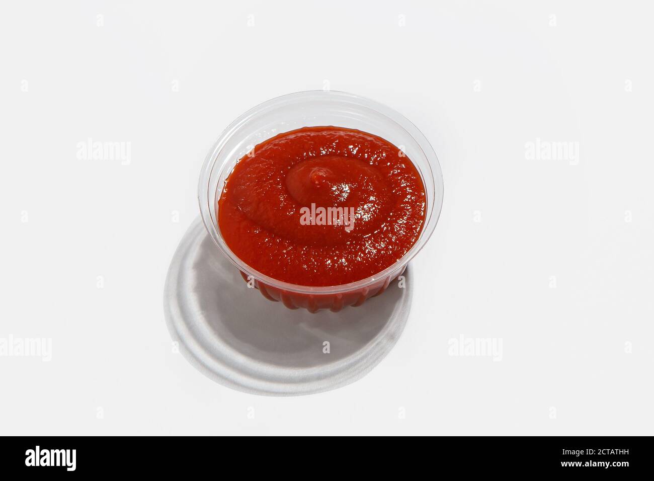Red ketchup for fast food in menu for delivery during quarantine. Yummy ...