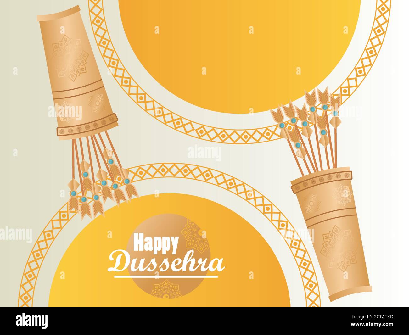 happy dussehra celebration card with bags arrows vector illustration ...