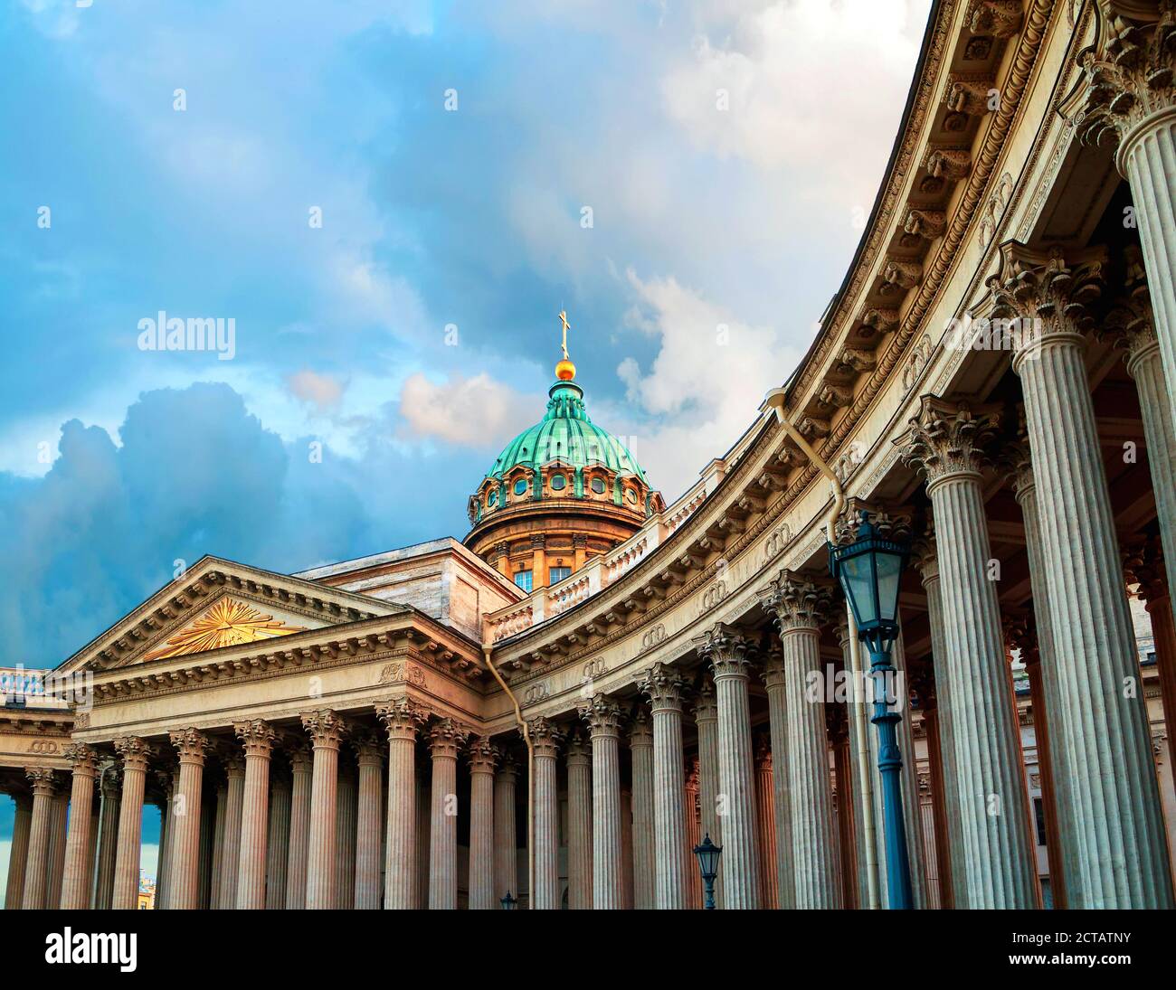 Kazan Cathedral in St Petersburg, Russia. Dome and colonnade of Kazan Cathedral in St Petersburg ...