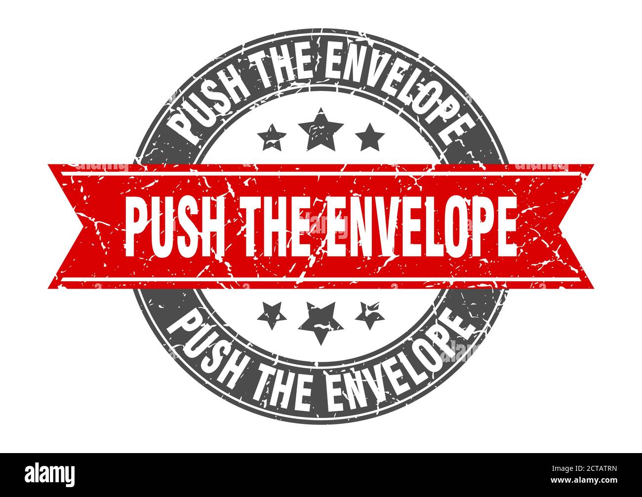 push the envelope round stamp with ribbon. sign. label Stock Vector ...