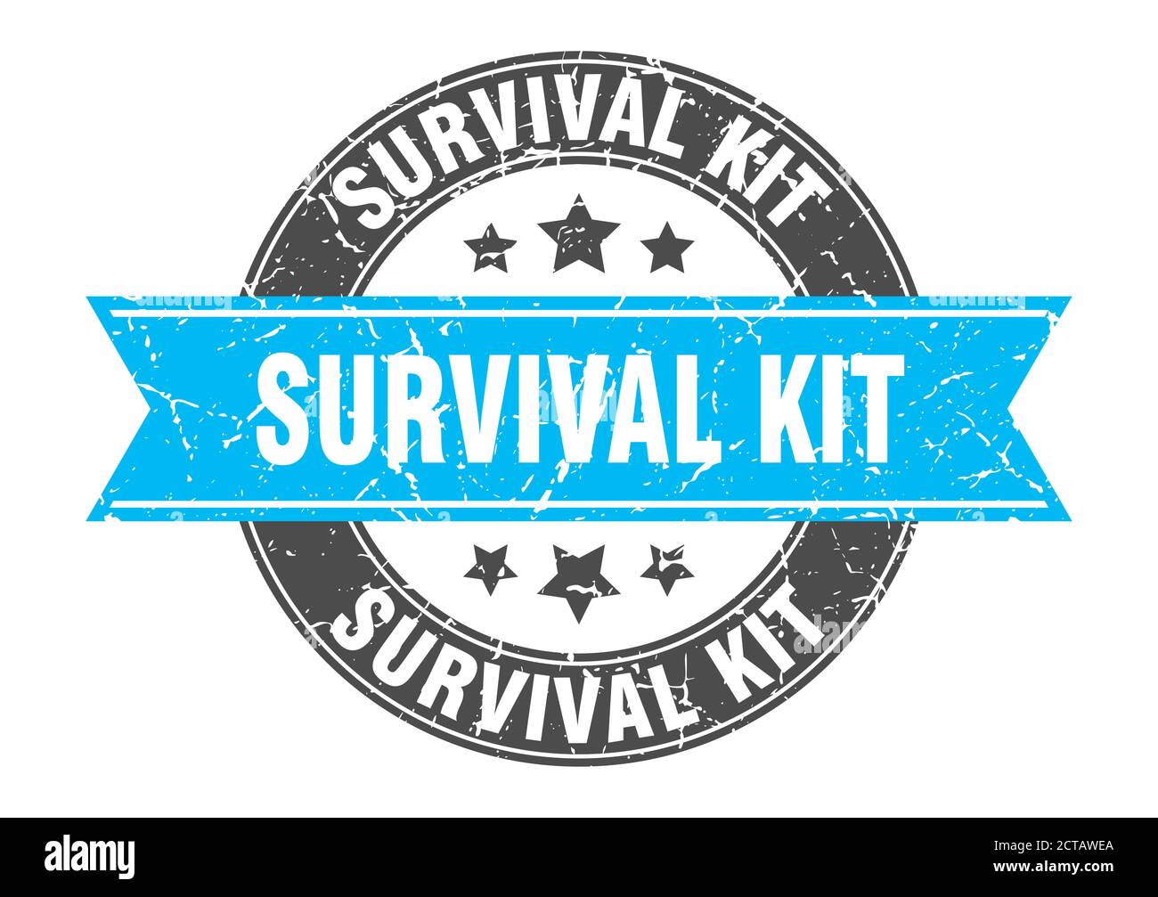 survival kit round stamp with ribbon. sign. label Stock Vector Image ...