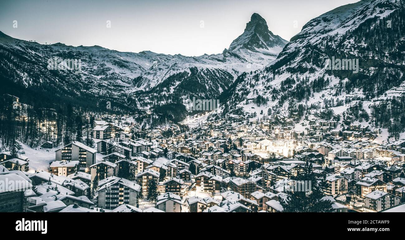 amazing view of Matterhorn peak from Zermatt Stock Photo - Alamy
