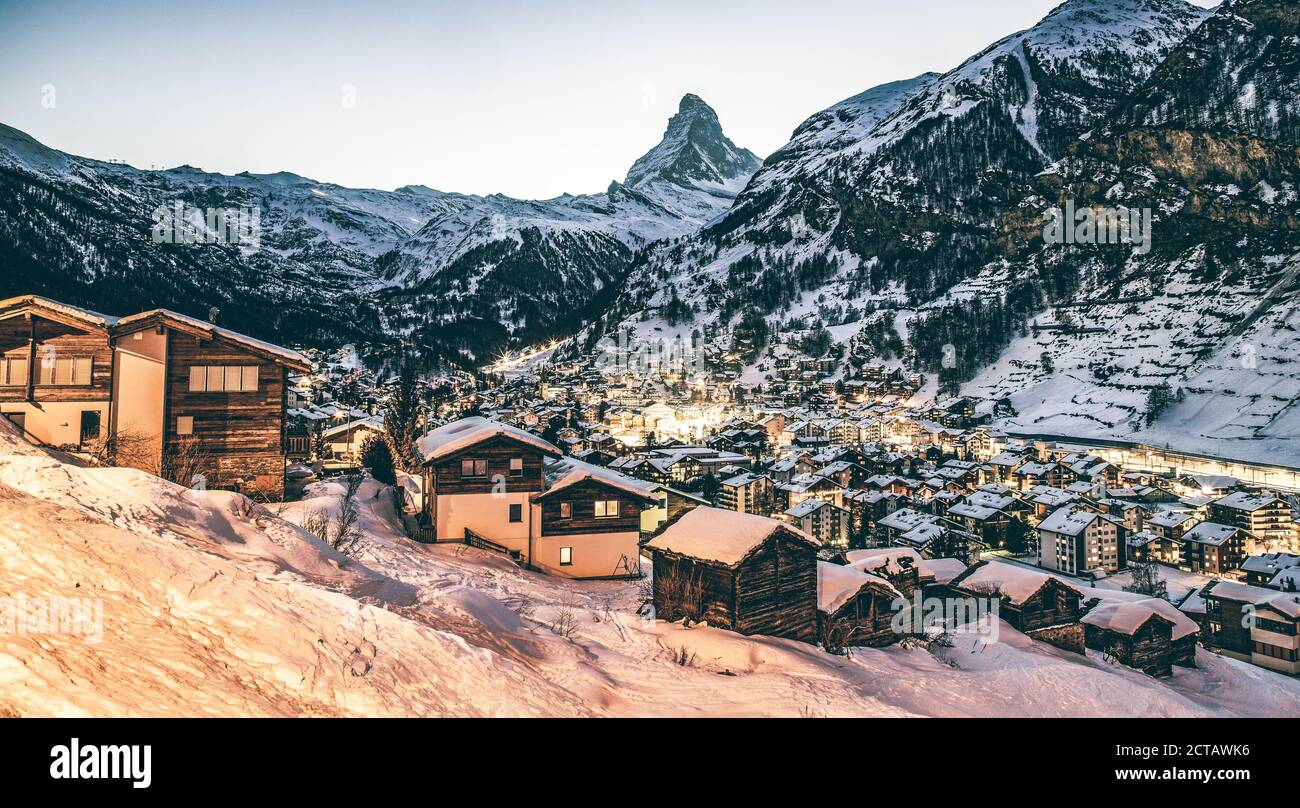 amazing view of Matterhorn peak from Zermatt Stock Photo - Alamy