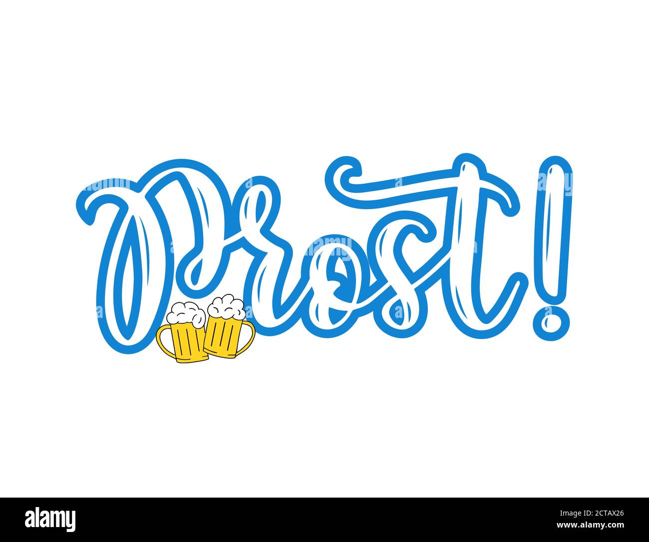 Hand sketched Prost quote in German translated Cheers. Isolated on ...