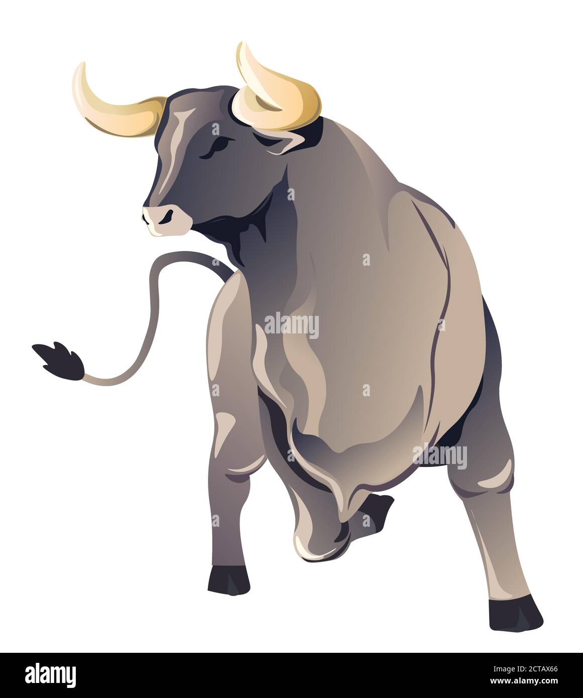 Aggressive bull or ox with long horns vector Stock Vector Image & Art ...