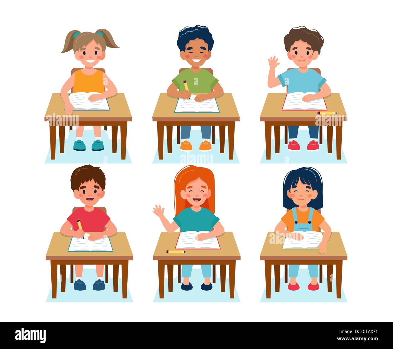 Happy children sitting in class, back to school concept, cute ...